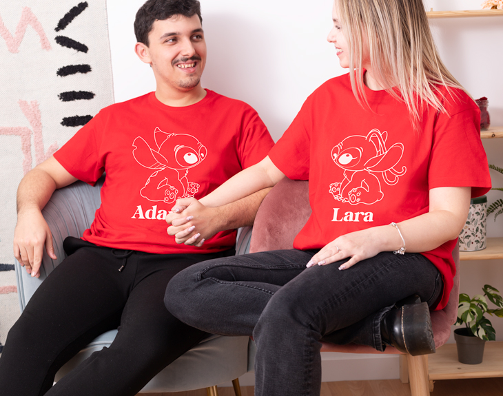Pack de camisetas rojas personalizadas "Stitch" - Regalo Original