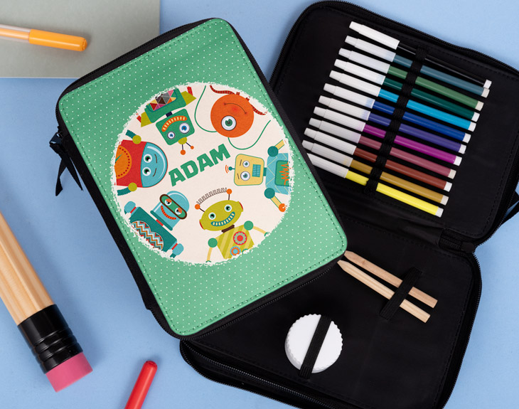 Customised pencil case "Gang of robots" - Made in Gift