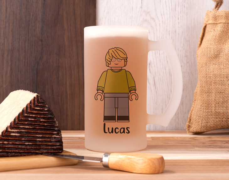 Chope à bière opaque "Famille Lego" - Made In Gift