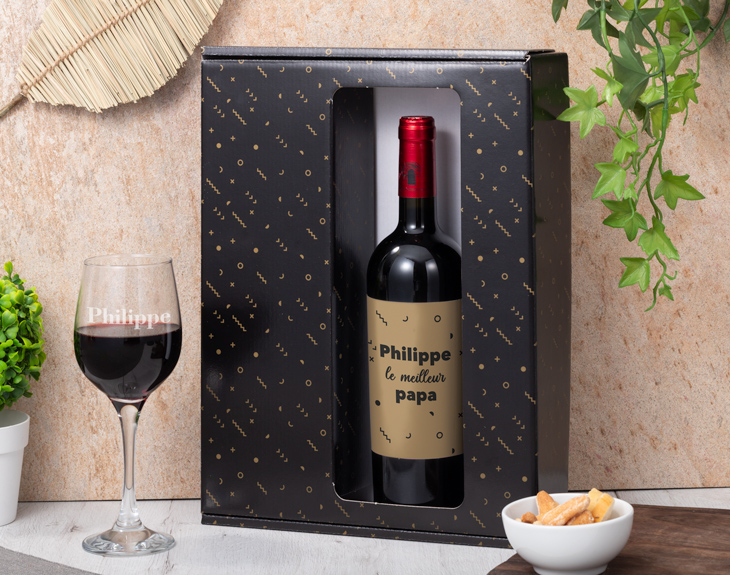Coffret Premium avec bouteille et verre gravé "Le meilleur papa" - Made ...