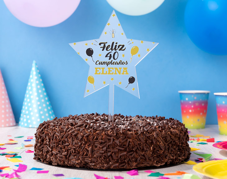 Cake topper "Cumpleaños Elegante" - Regalo Original