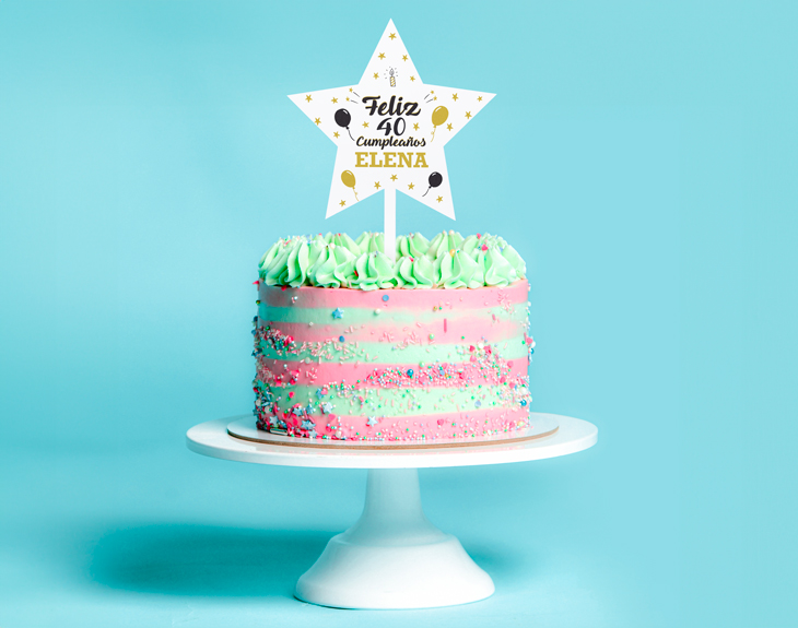 Cake topper "Cumpleaños Elegante" - Regalo Original