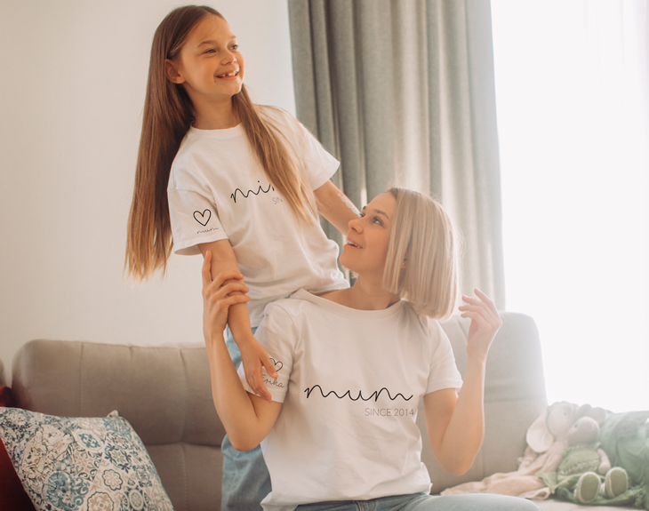 Customised mother and child t-shirts "Mini" - Made In Gift