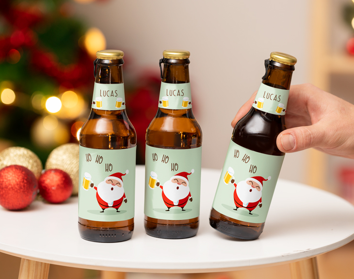 Customised Christmas beer "Santa Claus drinking beer" - Madeingift.com