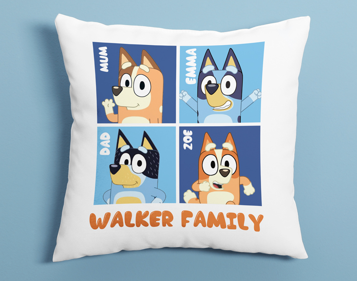 Customised cushion "Bluey collage" - Made In Gift