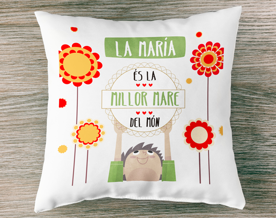 Cojín nen "La millor mare del món" con nombre