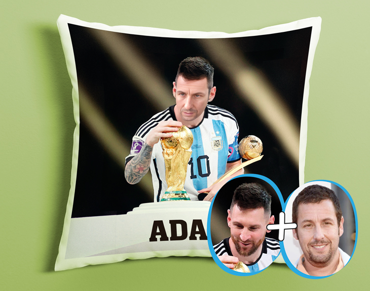 Messi cushion with your face - Made In Gift