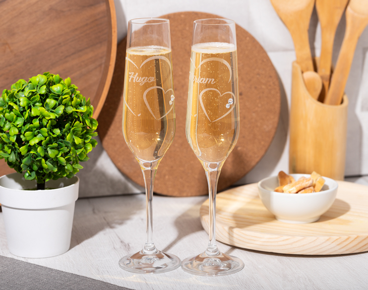 Copas de cava con Swarovski® personalizada "Corazones" - Regalo Original