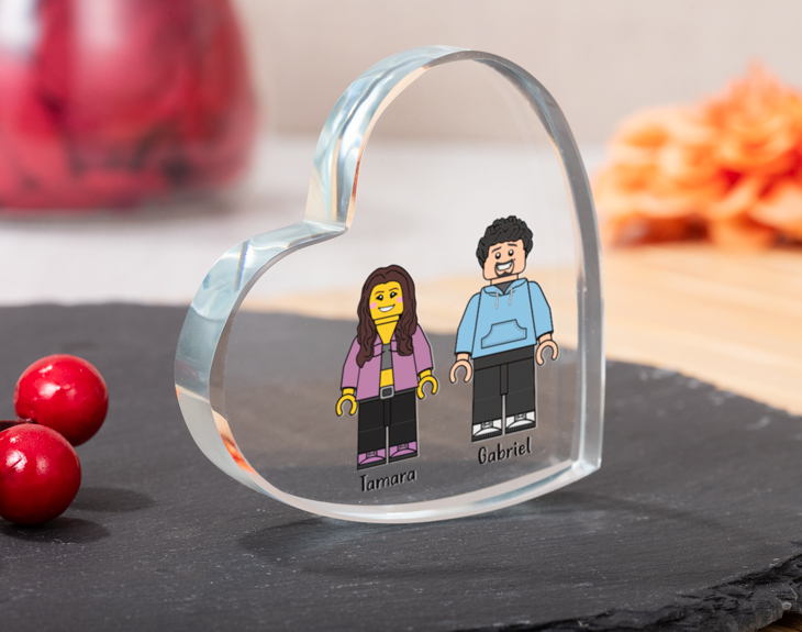 Cristal corazón "Familia Lego" - Regalo Original