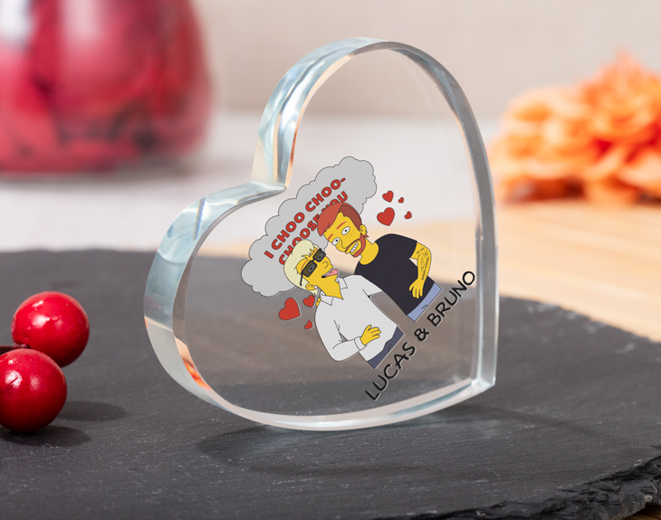 Personalised glass heart "Simpson Couple" - Made In Gift