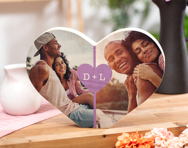 Madera corazón personalizado "Collage corazón" - Regalo Original