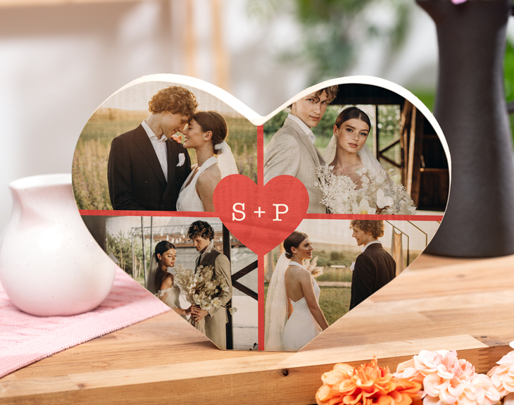 Madera corazón personalizado "Collage corazón" - Regalo Original