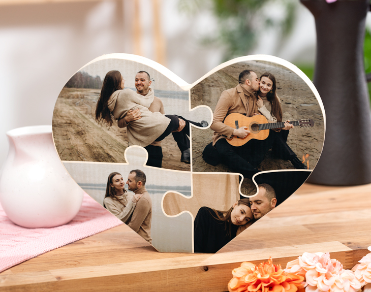 Madera corazón personalizado "Puzzle con fotos" - Regalo Original