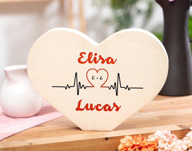 Wooden heart "Heartbeat of love" - Made In Gift