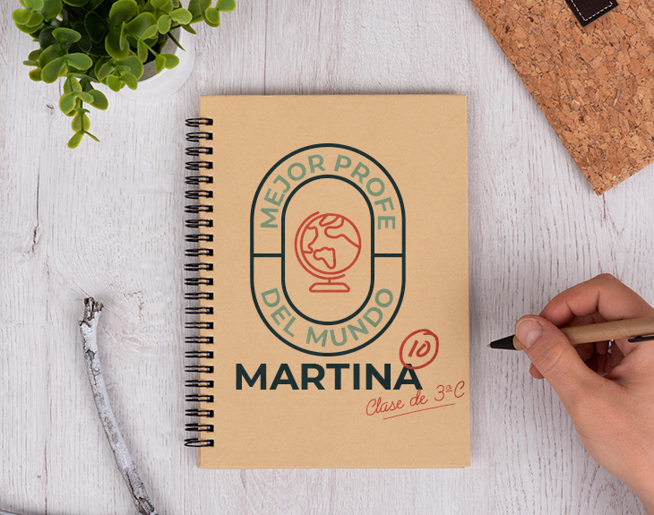 Cuaderno personalizado "Mejor profe del mundo" - Regalo Original