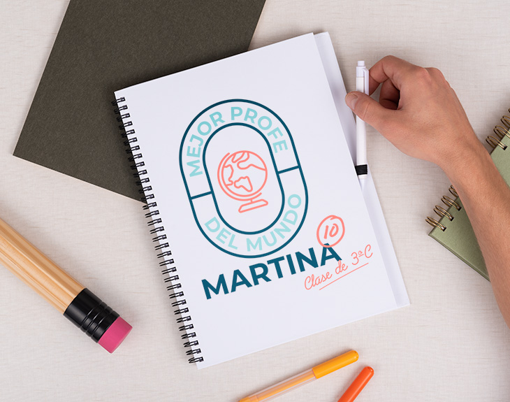 Cuaderno personalizado "Mejor profe del mundo" - Regalo Original