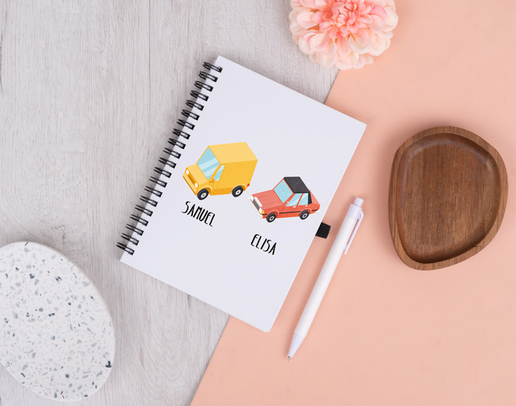 Customised notebook "Cars Family" - Made in Gift