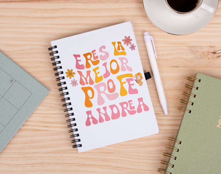 Cuaderno personalizado "Profe Retro" - Regalo Original