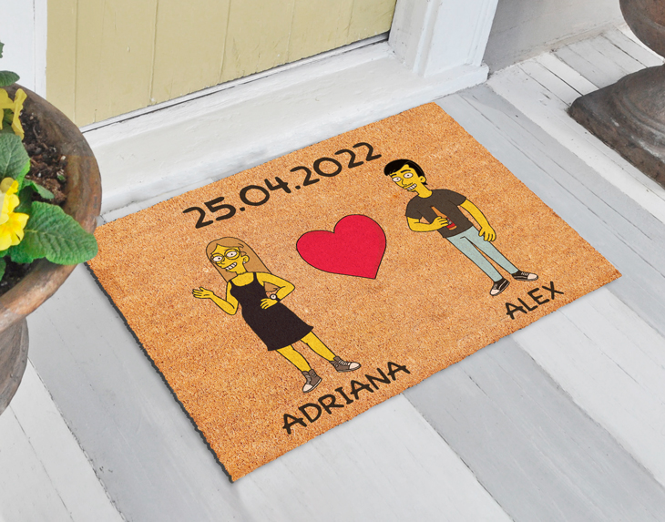 Customised coconut-fibre doormat "Simpsons Family" - Made in Gift