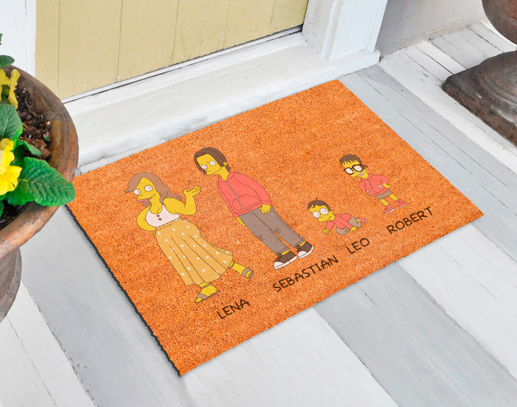 Customised coconut-fibre doormat "Simpsons Family" - Made in Gift