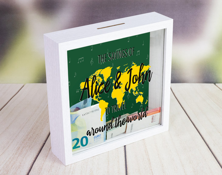 Wooden Moneybox "Around the world" - Madeingift.com