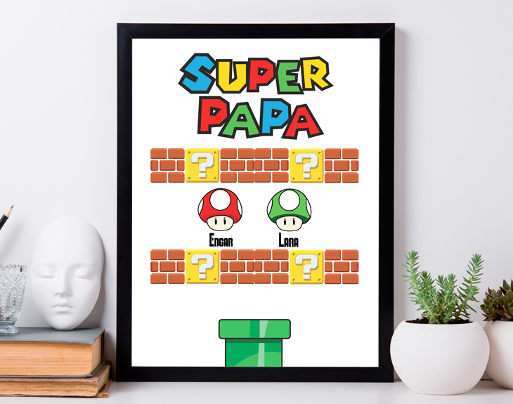 Affiche personnalisée "Super-Papa Mario Bros" - Made In Gift