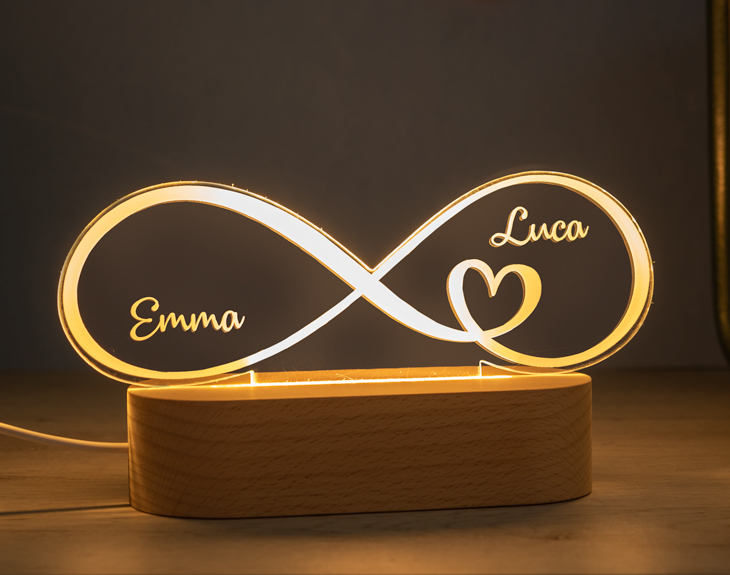 Lámpara de metacrilato "Amor infinito" - Regalo Original
