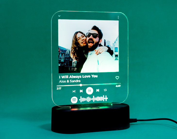 Methacrylate lamp "Spotify Song" with black base - Made in Gift