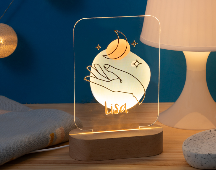 Methacrylate lamp "Moon and stars" - Made In Gift