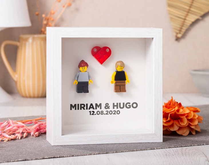 Marco de madera con minifiguras Pareja Lego - Regalo Original