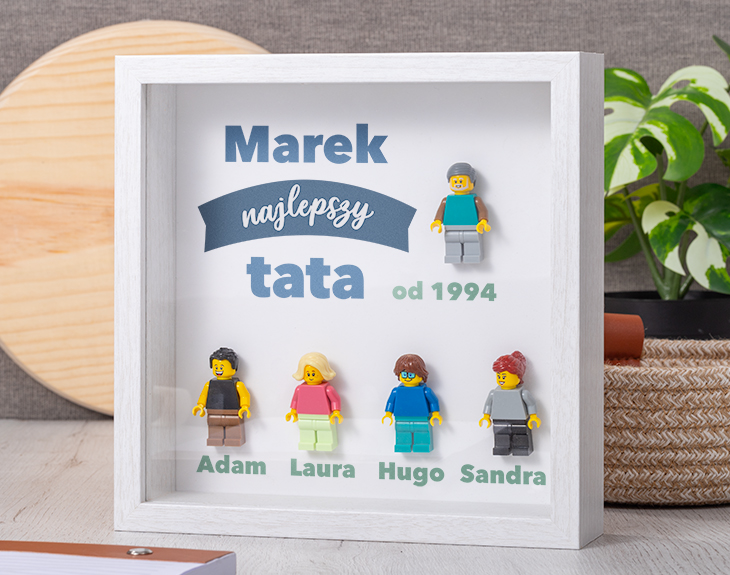 Drewniana ramka z minifigurkami Lego "Najlepszy tata" - Made In Gift