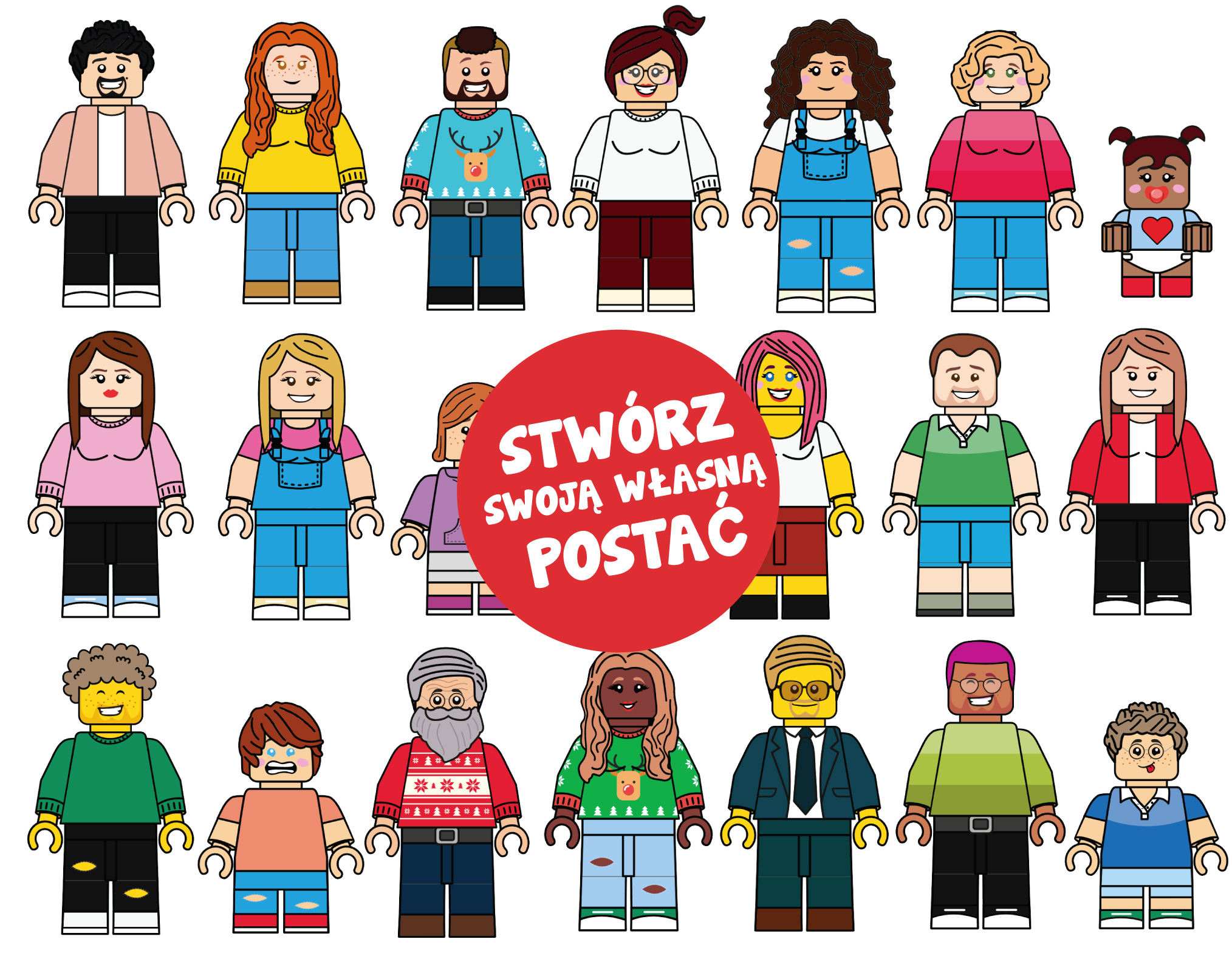 Pufa skrzynia taboret do przechowywania "Rodzina Lego" - Made In Gift