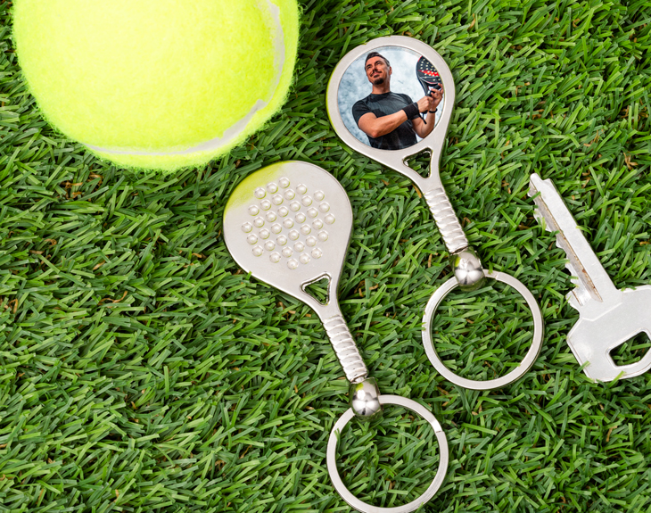 Paddle Racket shaped keychain with photo