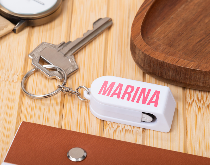 Customised keyring with cleaner and phone holder - Made in Gift