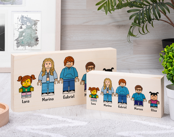 Personalizowana drewniana ozdoba RODZINA LEGO - madeingift