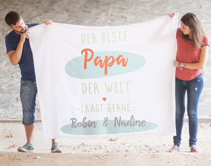 Personalisierte Decke "Bester Papa der Welt, fragt gerne..." - Made In Gift