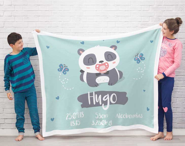 Couverture personnalisée "Bébé Panda Bleu" - Made in Gift