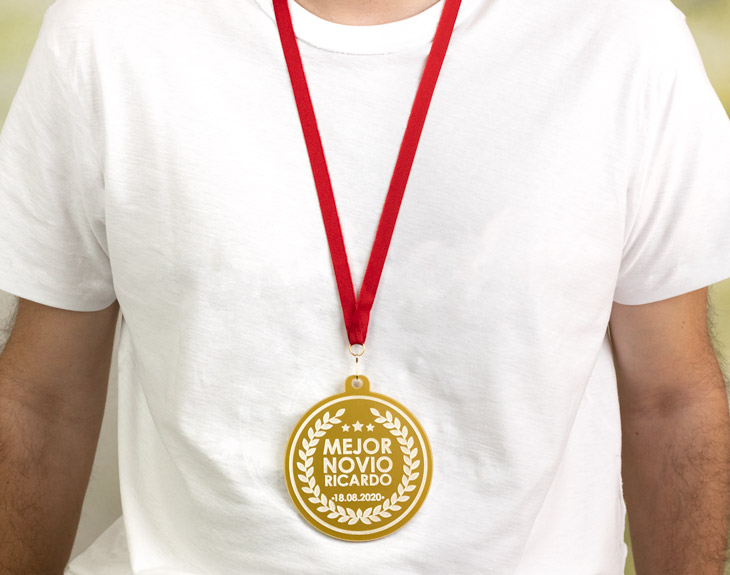 Medalla de metacrilato "Corona de laurel" personalizada - Regalo Original