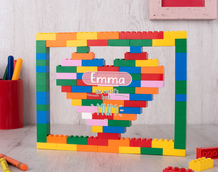 Heart-shaped block puzzle with frame "The world's best mum" - Made In Gift