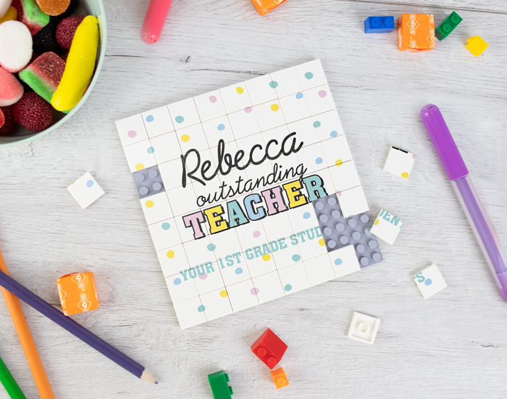 Personalised block mosaic "An outstanding teacher" - Made In Gift