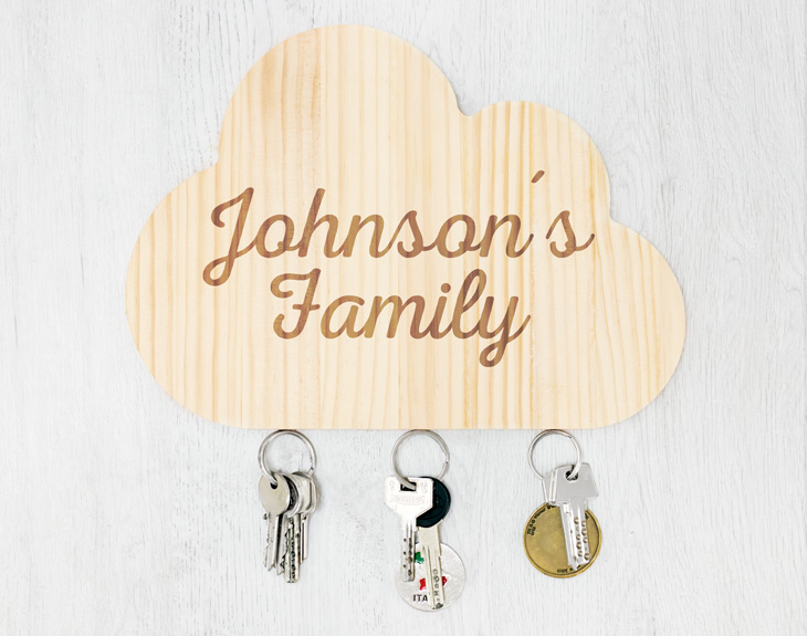Custom wooden cloud-shaped key holder - Made in Gift