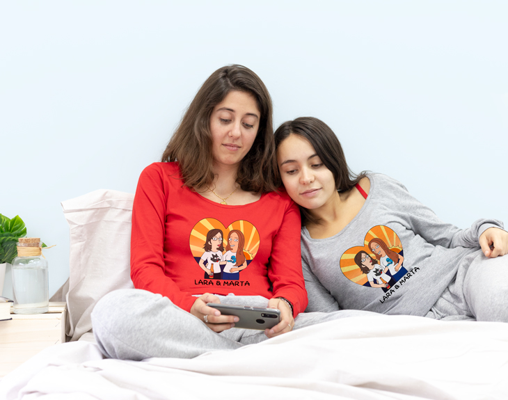 Pyjama personnalisé "Couple cartoon" - MadeinGift