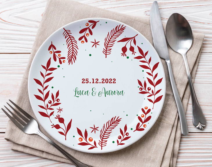 Personalised ceramic plate "Branches" - Made In Gift
