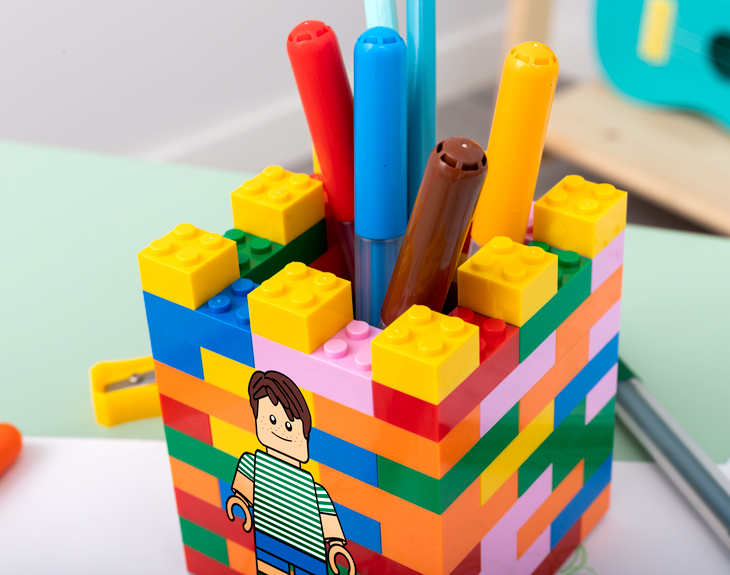 Portamatite di costruzioni "Famiglia Lego" - Made In Gift