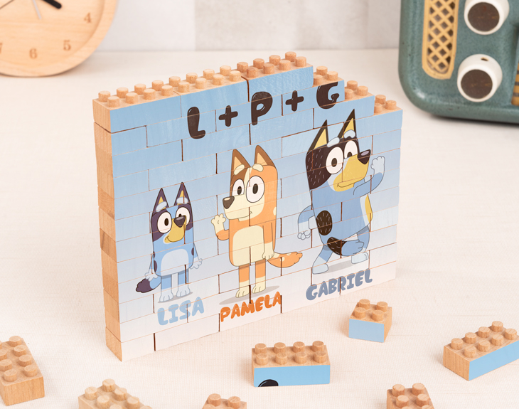 Block puzzle "Bluey family" - Made In Gift