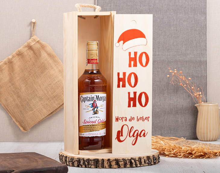 Caja con ron "Ho ho ho" personalizada - Regalo Original
