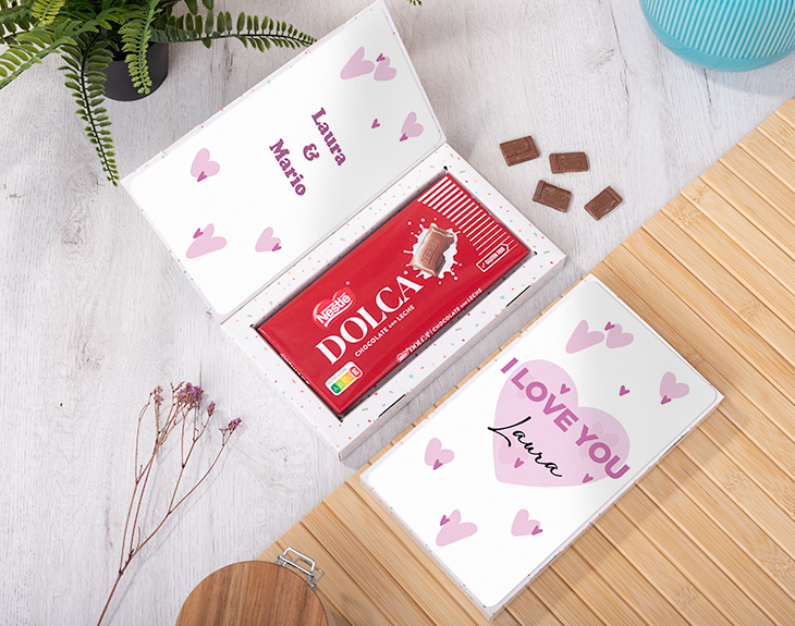 Card with chocolate "I love you with name" - Made In Gift