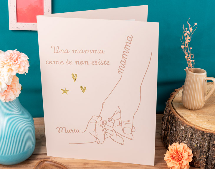 Biglietto gigante "Mani mamma e figlio/a" - Made In Gift