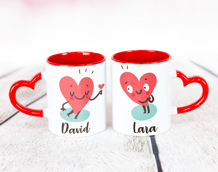 Tasse poignée coeur pour les couples - famille de coeurs - Made in gift