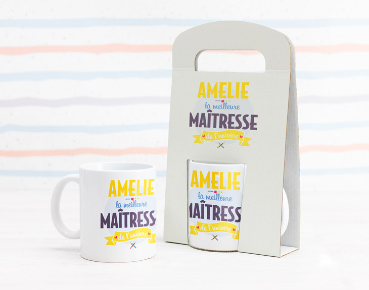 Tasse avec étui "La meilleure professeure de l'univers" - MadeinGift
